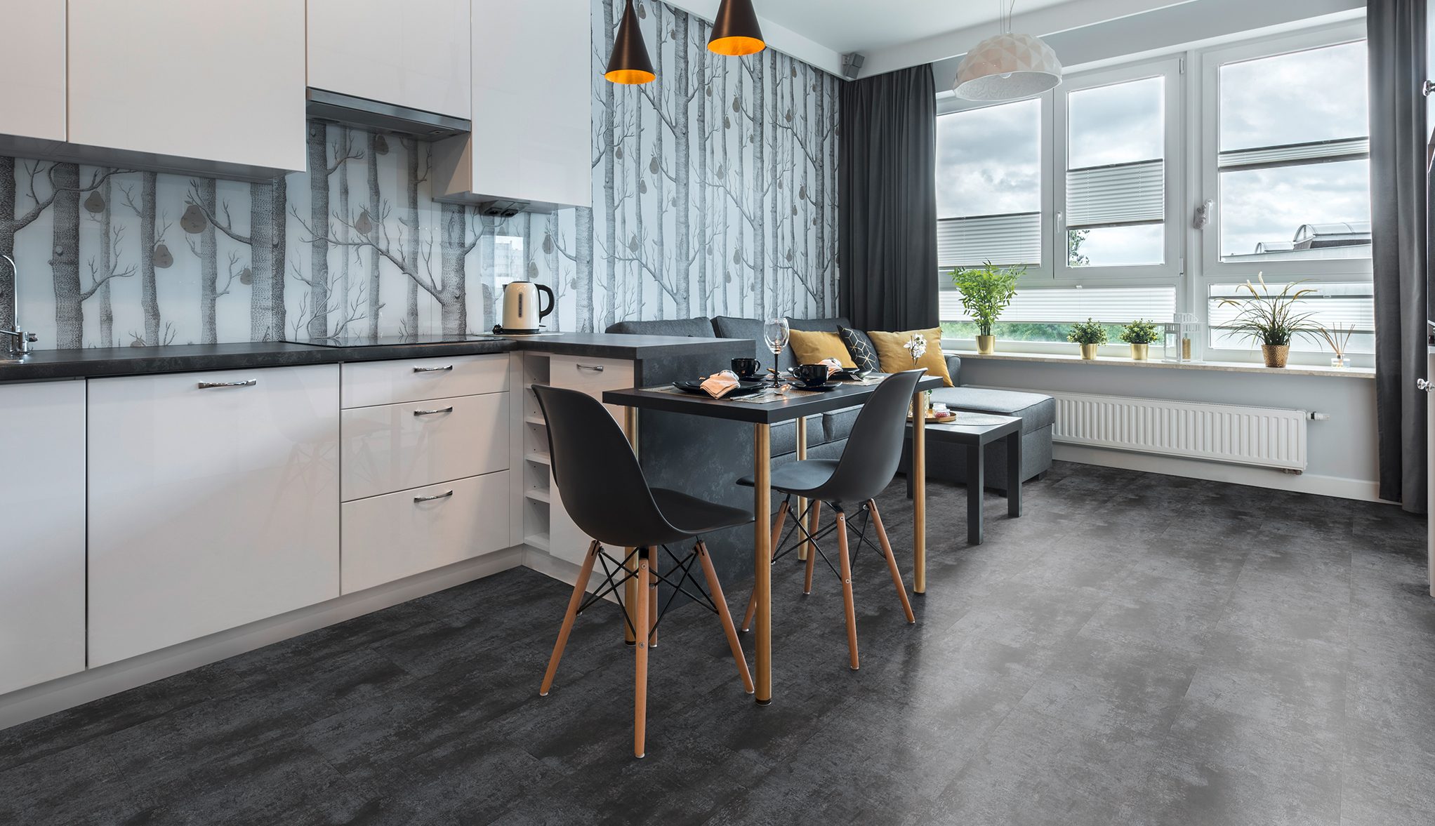 Vinyl Stone Tiles, 300x600mm, Midnight Silver - ESB Flooring